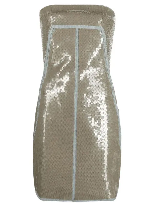 Rick Owens Embroidered Bustier Dress - Blue And Dust