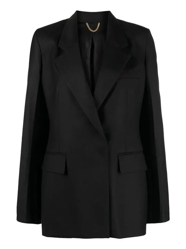 Victoria Beckham Double-breasted Virgin Wool-cotton Blazer - Black