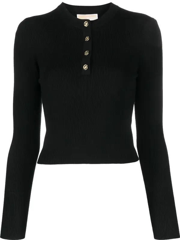 Michael Kors Button-fastening Long-sleeve Top - Black