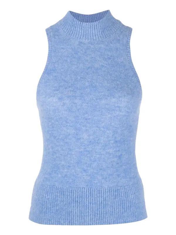 Patou Mock-neck Knitted Top - Blue