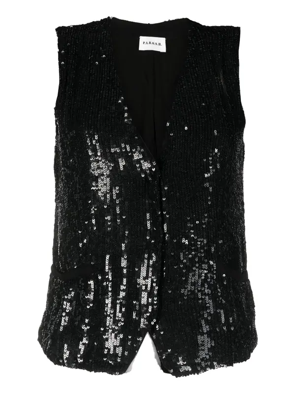 P.a.r.o.s.h Sequin Vest - Black