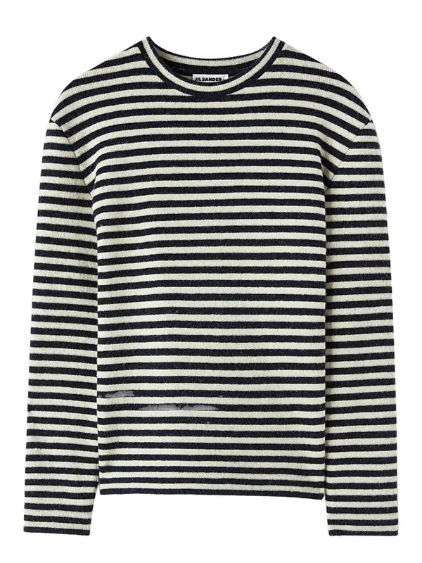JIL SANDER Logo-patch Striped T-shirt - Black