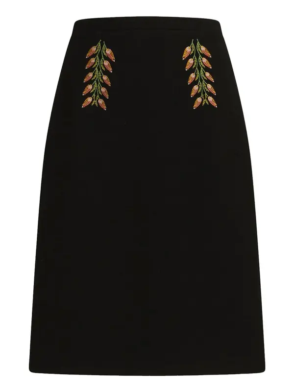Etro Floral-embroidered Pencil Skirt - Black