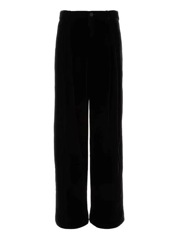 Saint Laurent Velvet Wide-leg Trousers - Black