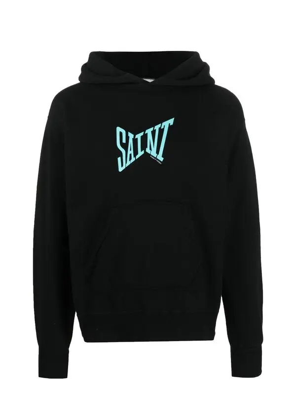 SAINT MXXXXXX Logo-print Cotton Hoodie - Black