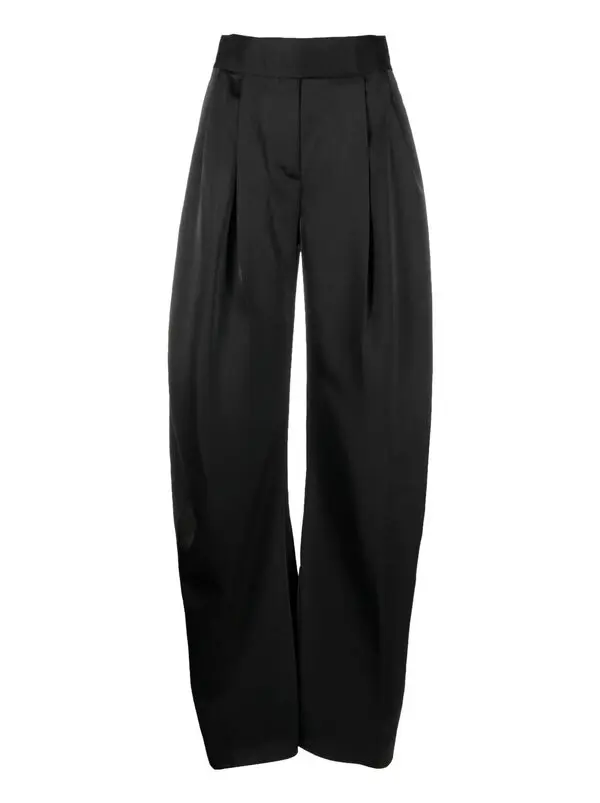 Attico Tailored Wide-leg Satin Trousers - Black