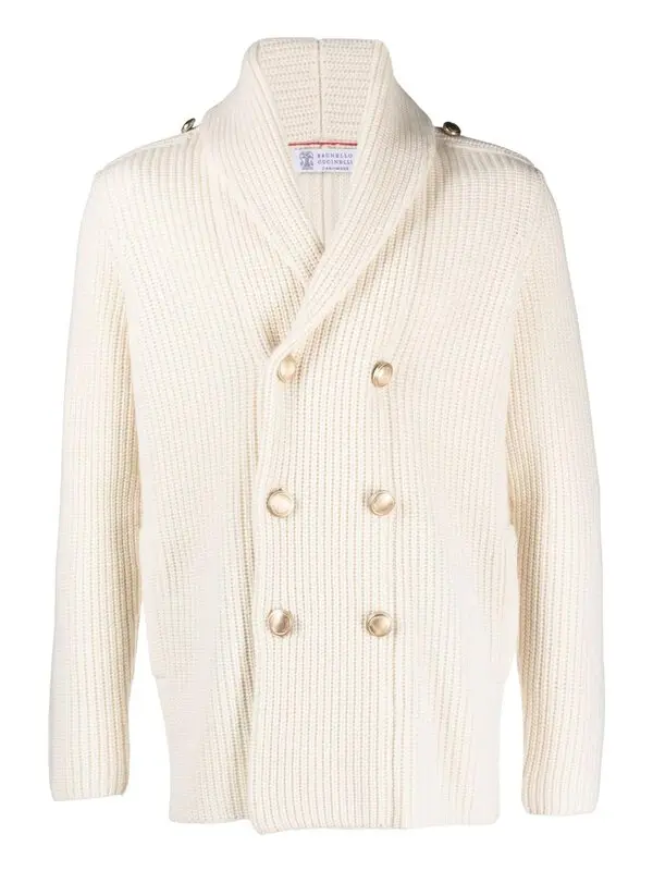 Brunello Cucinelli Intarsia-knit Wool-blend Cardigan - Neutrals