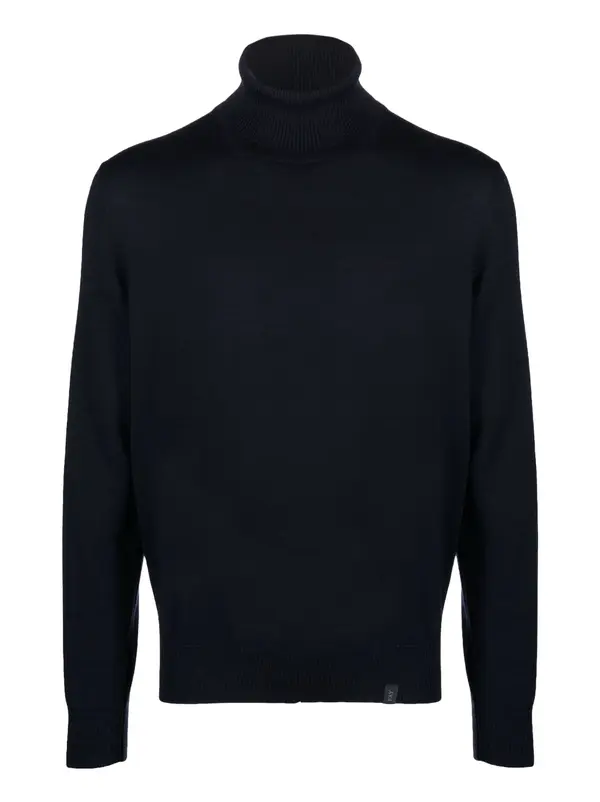 FAY Roll-neck Virgin Wool Sweater - Blue