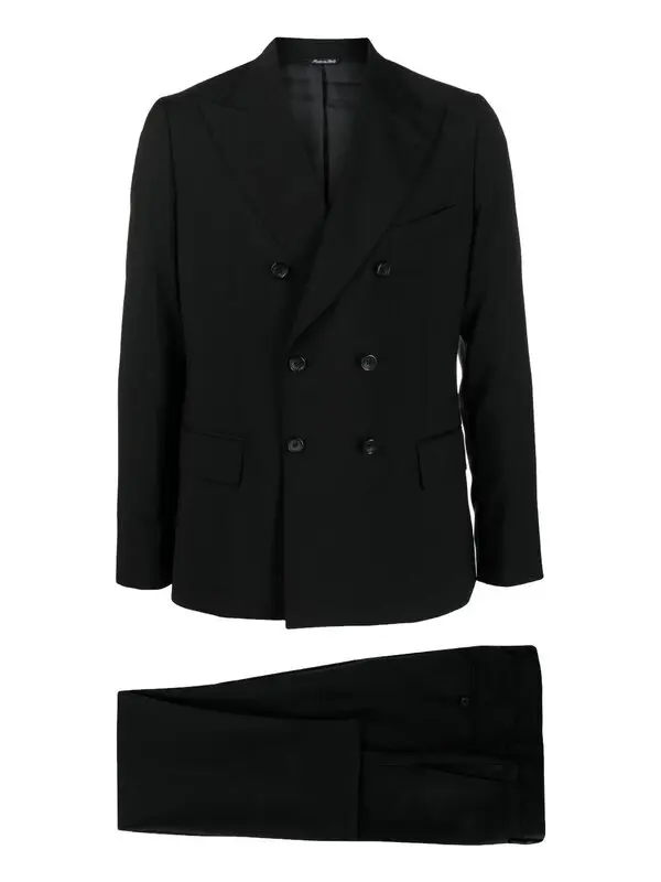ERALDO Peak-lapel Wool Double-breasted Suit - Black