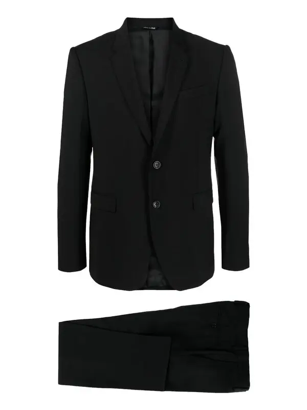 ERALDO Notched-lapel Single-breasted Wool Suit - Black