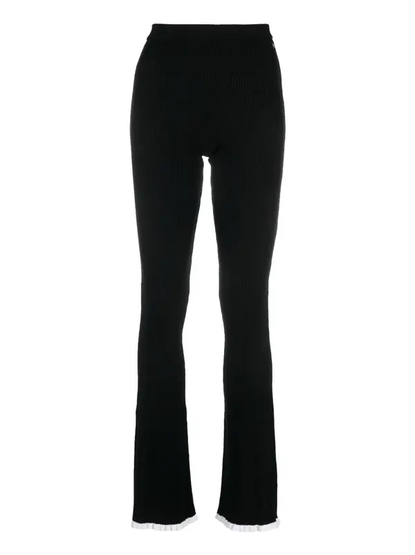 MSGM Intarsia-knit High-waisted Trousers - Black