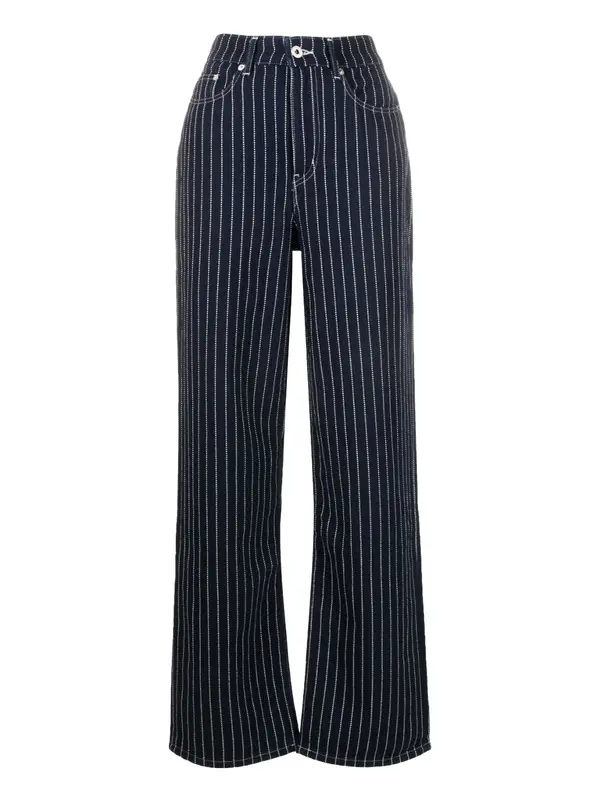Kenzo Stripe-print Straight-leg Trousers - Blue