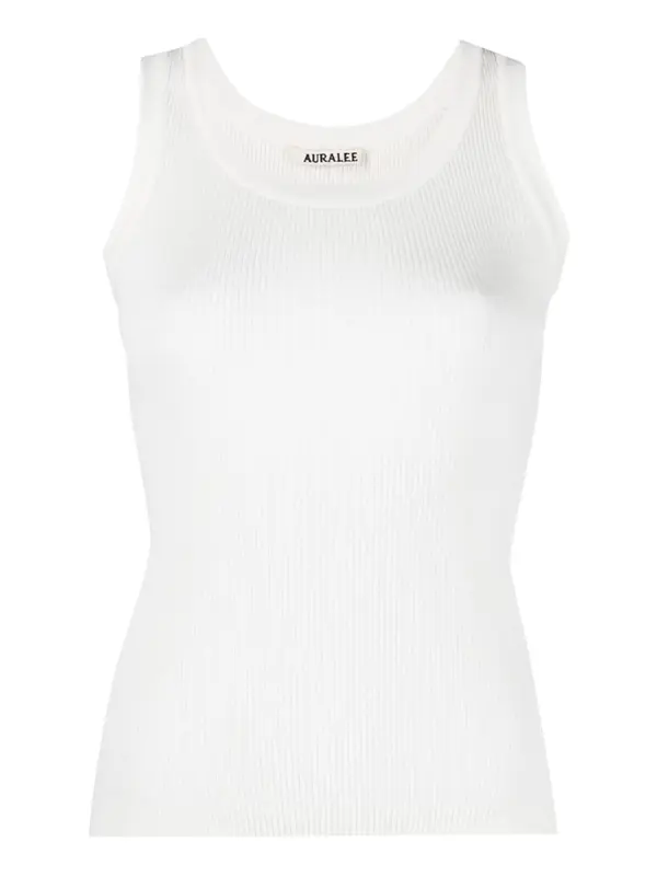 Auralee Sleeveless Cotton Knitted Top - White