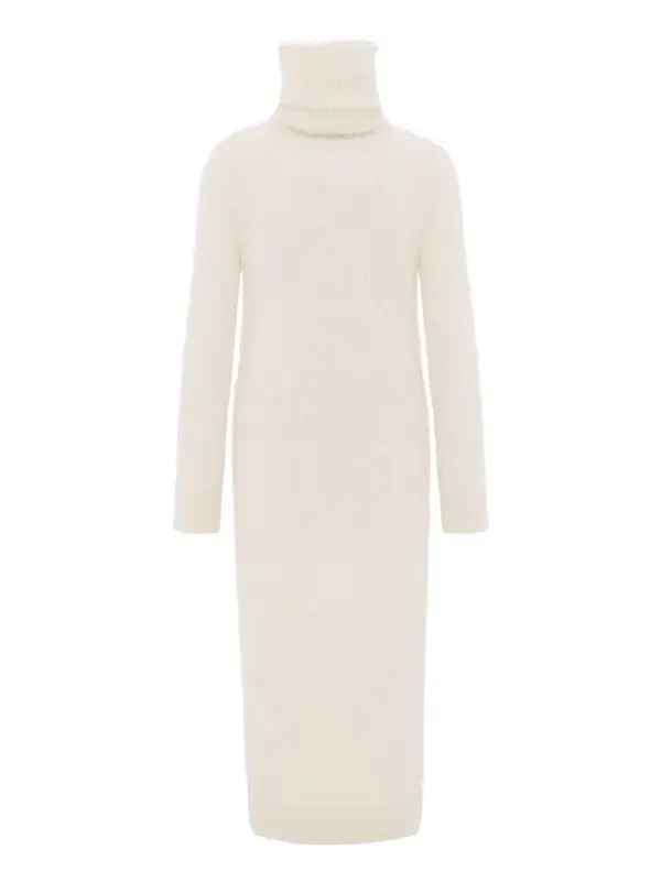Saint Laurent Roll-neck Mohair Long Dress - Neutrals