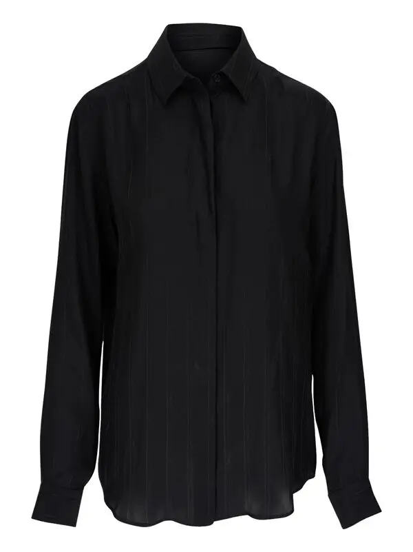 Saint Laurent Striped Silk Shirt - Black