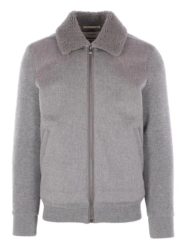 Agnona Cashmere Flannel Bomber Jacket - Grey Flannel