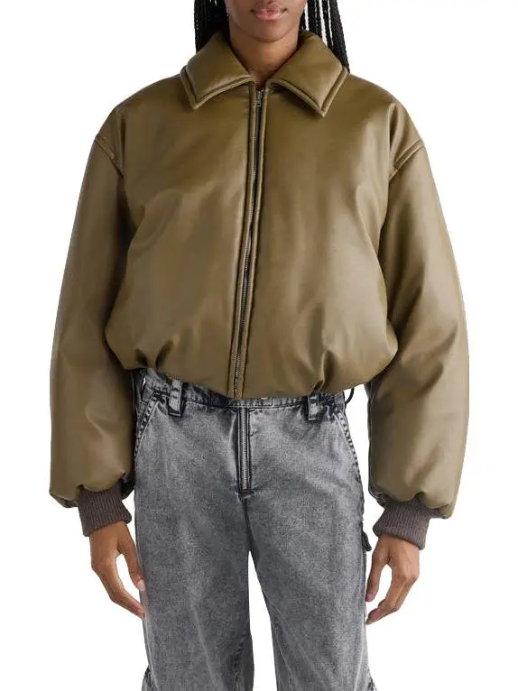 Acne Studios Onnea Coated Bomber Jacket - Khaki Green Ab6