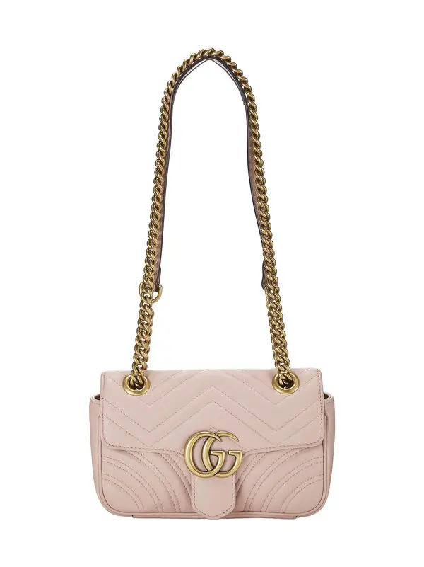 Gucci Leather Gg Marmont Shoulder Bag - Pink