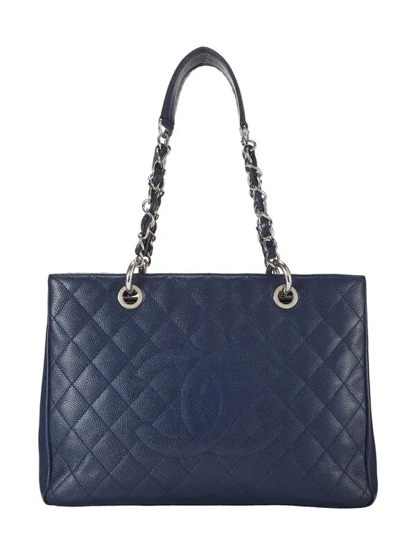 Chanel Quilted Caviar Grand Shopping Tote - Navy