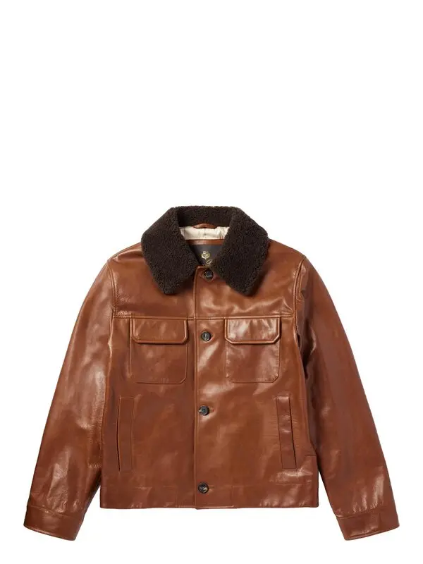 Loro Piana Shearling-trimmed Leather Jacket - Brown