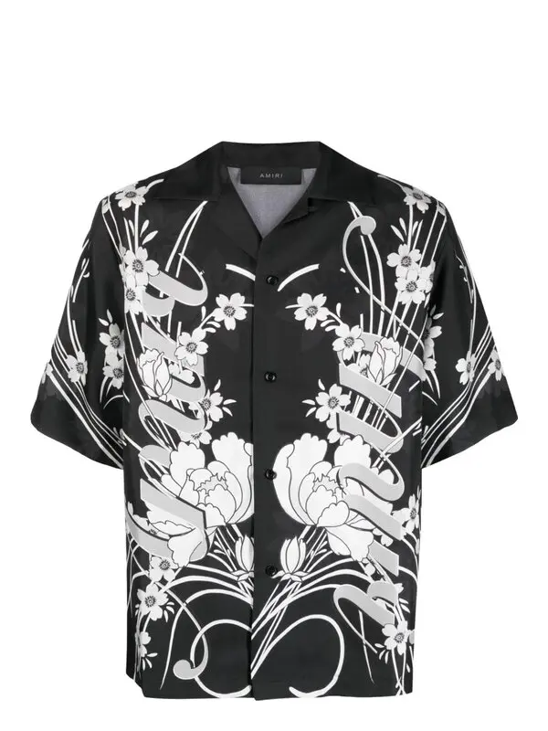 Amiri Floral-print Silk Shirt - Black