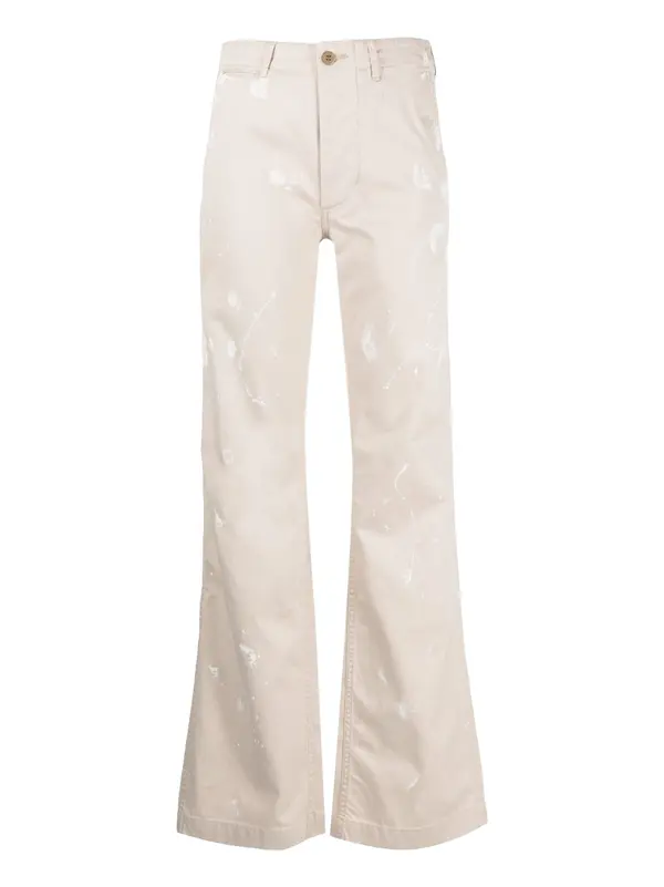 R13 Paint Splatter Flared Trousers - Neutrals