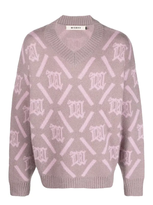 MISBHV Intarsia-knit Logo Jumper - Pink