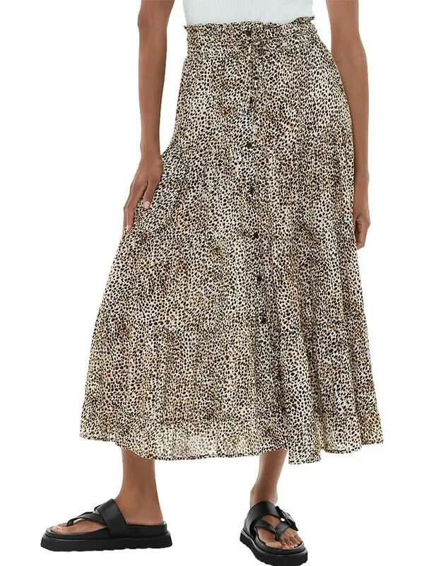 Whistles Serene Cheetah Crinkle Skirt - Multicolor