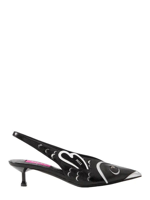 Emilio Pucci Studded Leather Slingback Pumps - Black