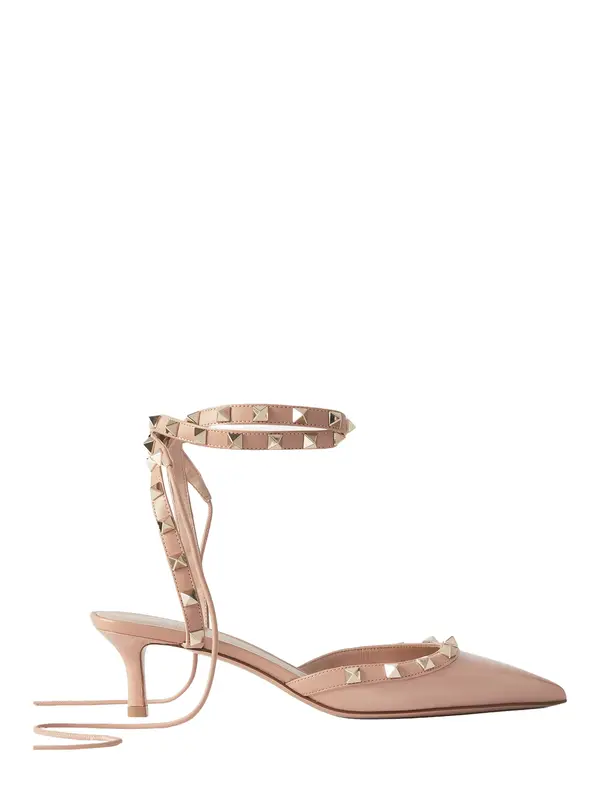 Valentino Garavani Rockstud 50 Patent-leather Pumps - Neutrals