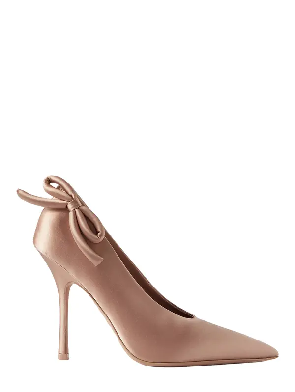 Valentino Garavani Nite-out 110 Bow-detailed Cutout Satin Pumps - Neutrals
