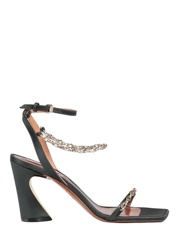 Zimmermann Chain-trimmed Satin Sandals - Dark Green