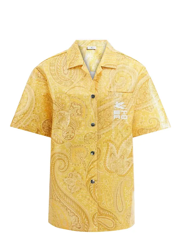 Etro Coated Paisley-print Ripstop Shirt - Yellow