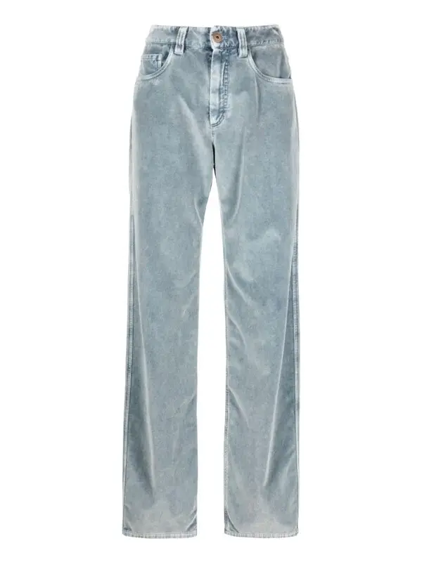 Brunello Cucinelli Velvet Wide-leg Trousers - Blue