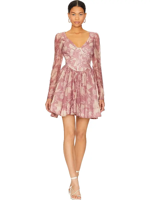 Bardot Carmen Mini Dress - Dusty Rose