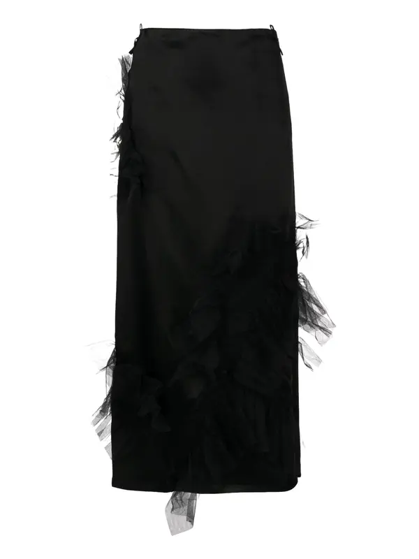 JNBY Tulle Ruffled Straight Skirt - Black