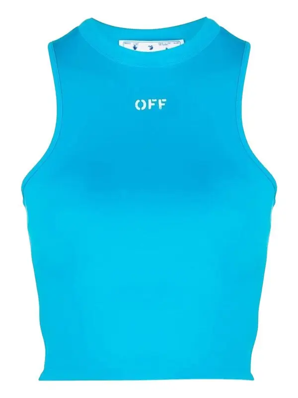 Off-White Rowing Logo-print Crop Top - Blue