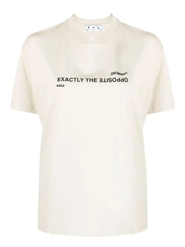 Off-White Exactly The Opposite" Slogan Print T-shirt - Grey