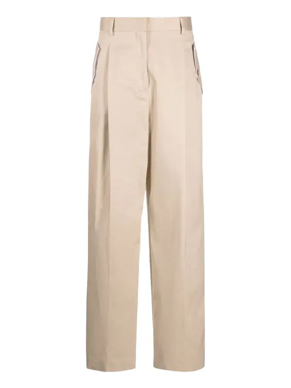 LANVIN Wide-leg Gabardine Trousers - Neutrals