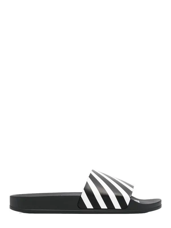 Off-White Diag-stripe Moulded Slides - Black