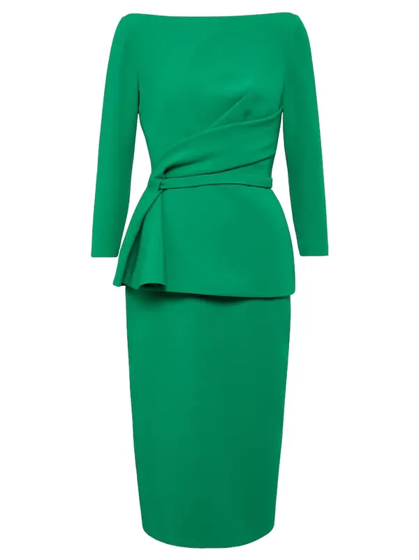 Safiyaa Draped Crêpe Midi Dress - Green