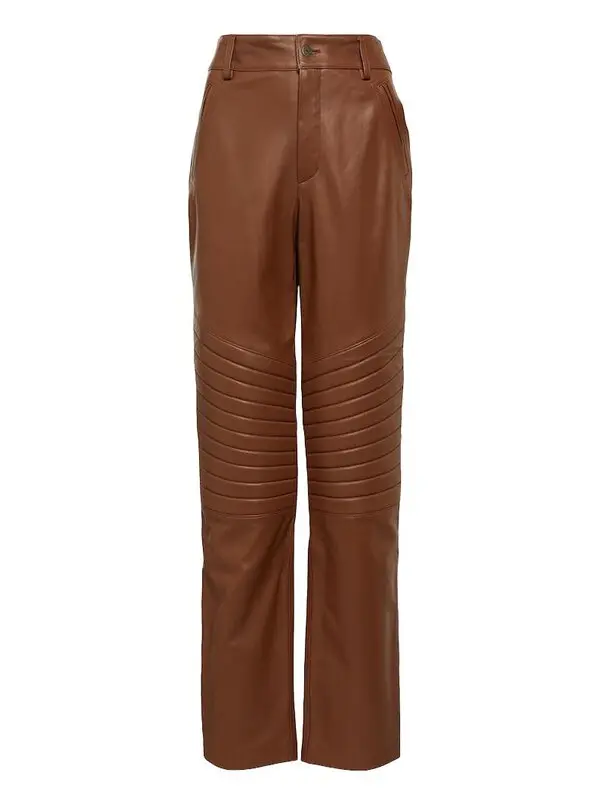 Giuseppe Di Morabito High-rise Straight Leather Pants - Brown