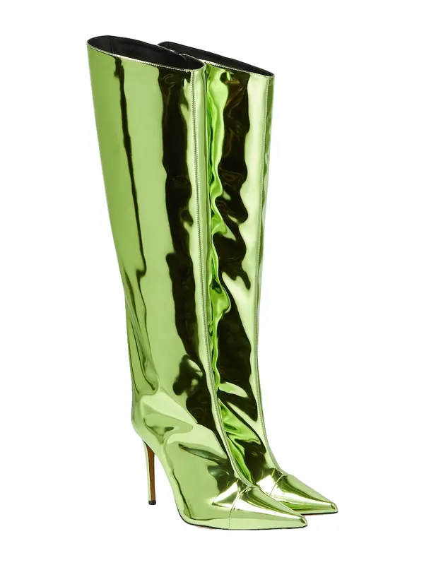 Alexandre Vauthier Mirrored Leather Knee-high Boots - Green