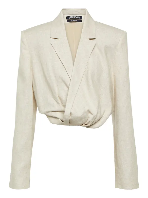 Jacquemus La Veste Bahia Courte Cropped Blazer - Beige