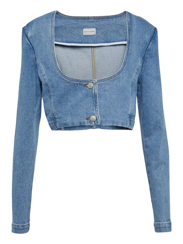 Magda Butrym Cropped Denim Top - Blue