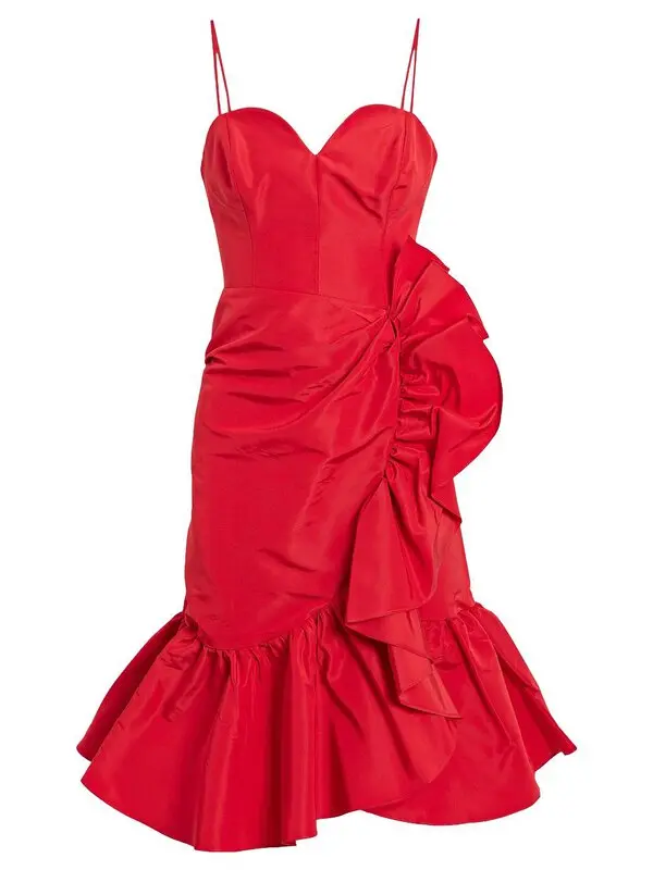 Carolina Herrera Ruffled Silk-faille Dress - Red