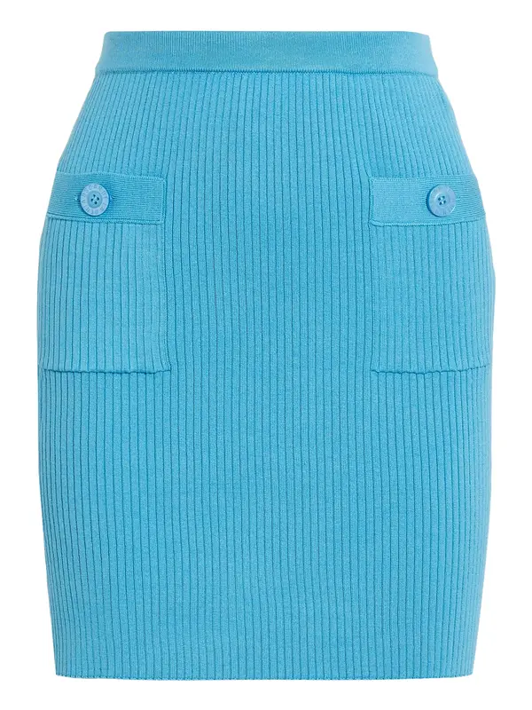 Oscar De La Renta Ribbed Silk-blend Mini Skirt - Turquoise