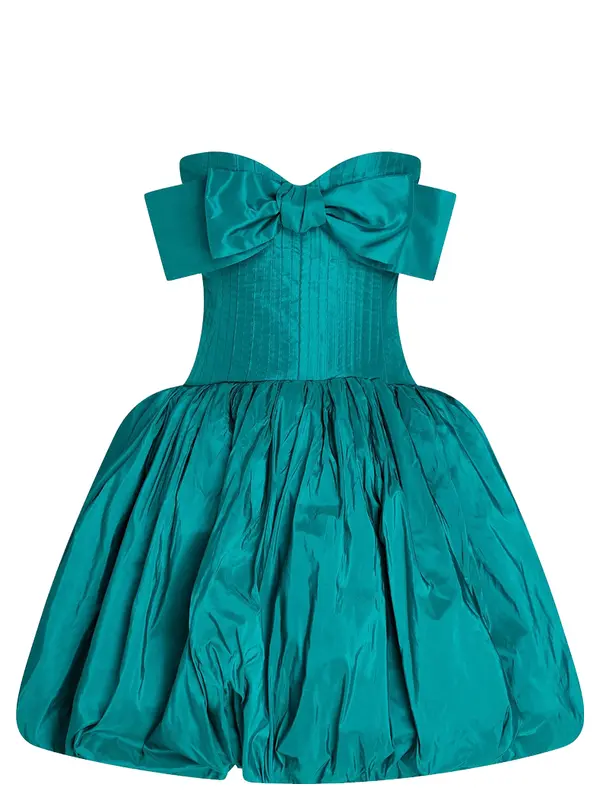 Oscar De La Renta Strapless Bow-embellished Mini Dress - Teal