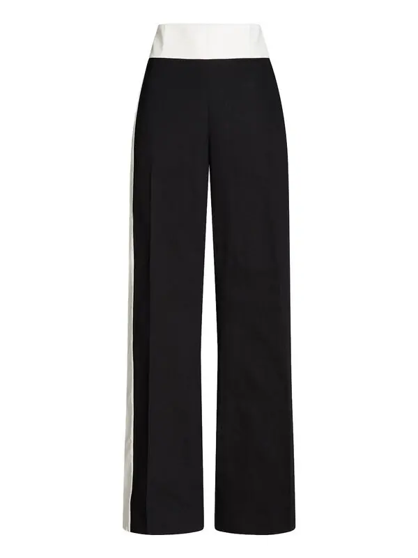 Carolina Herrera Two-tone Wide-leg Gabardine Pants - Black