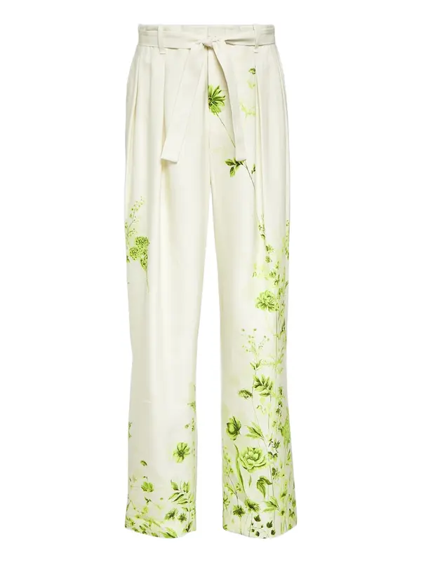 King & Tuckfield Floral Straight Pants - Green